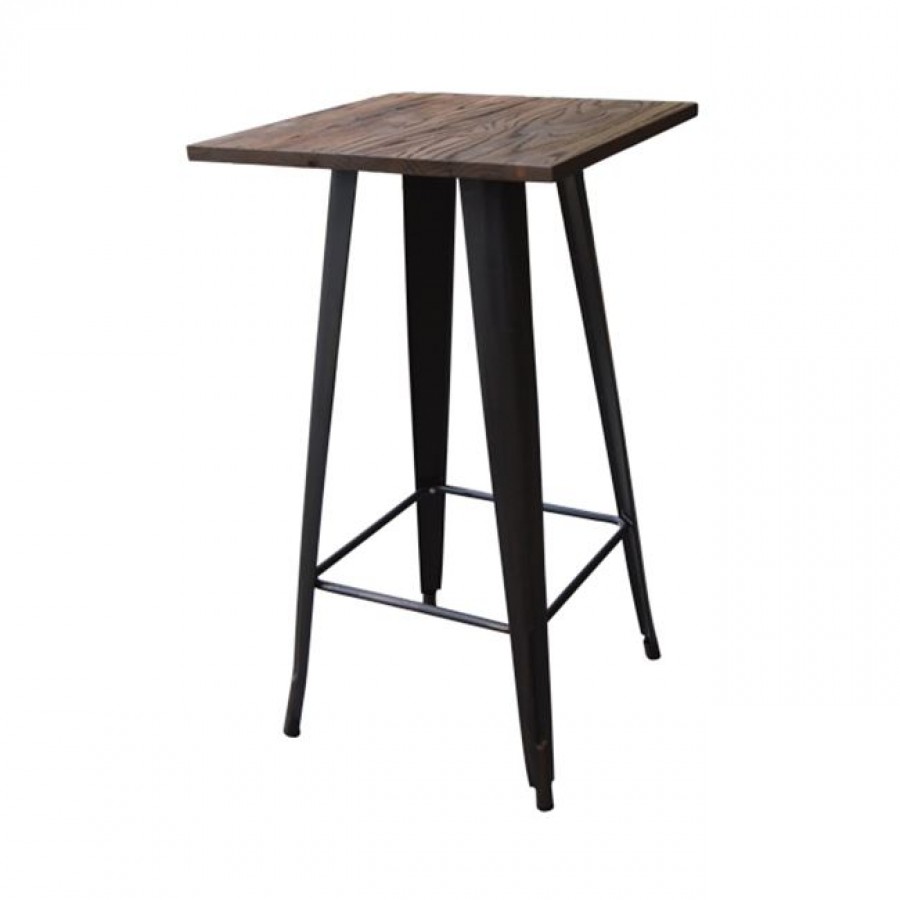 RELIX ΤΡΑΠΕΖΙ BAR ΜΕ ΕΠΙΦΑΝΕΙΑ ΞΥΛΟΥ (ANTIQUE BLACK)